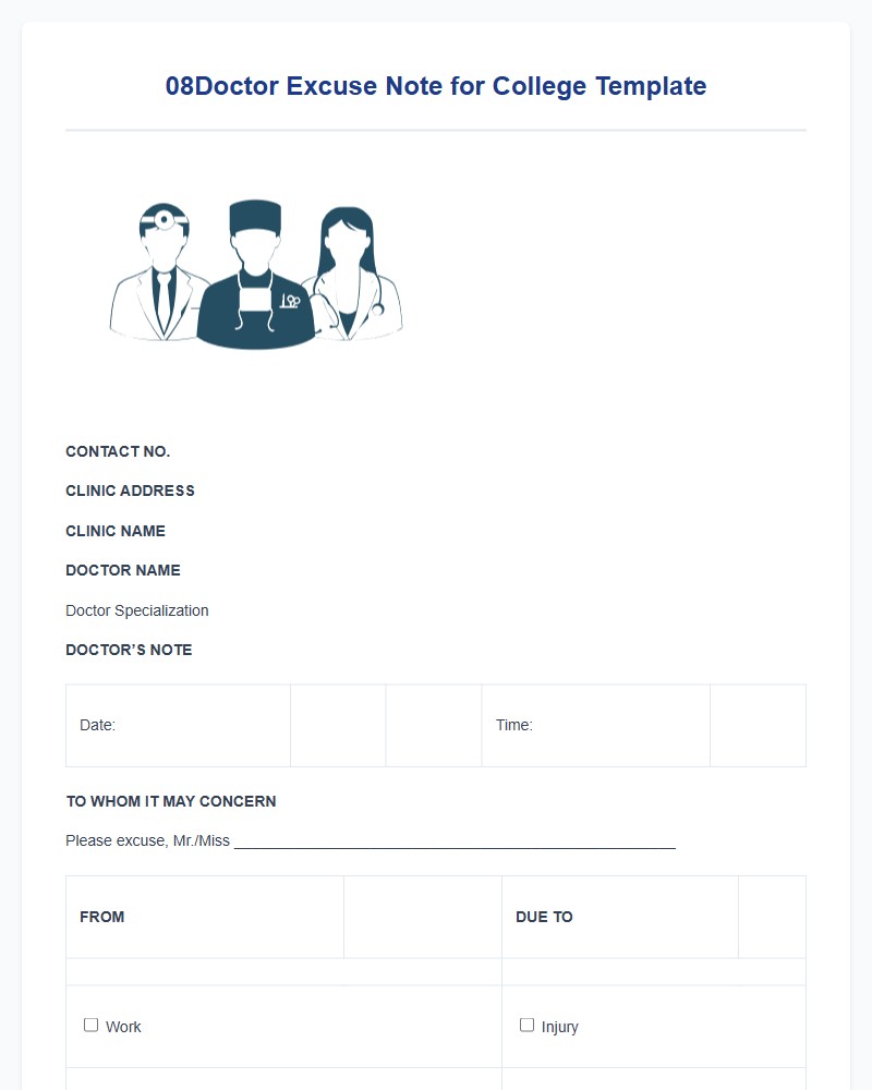 Doctor Excuse Note for College - Doctor Notes Templates