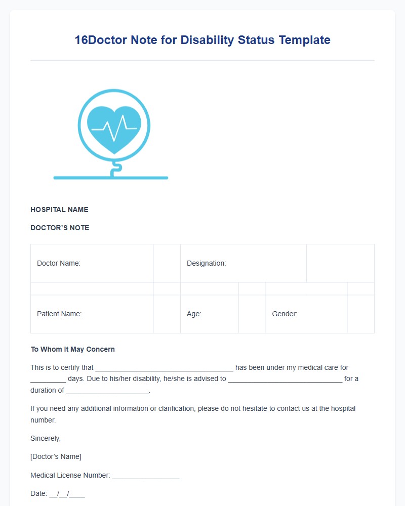 Disability Status - Doctor Notes Templates